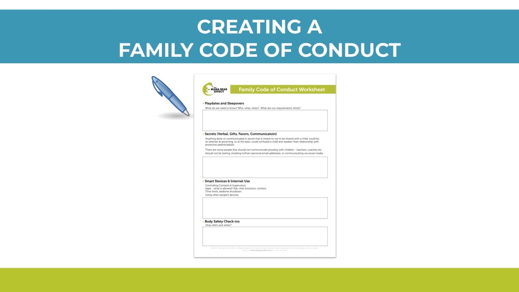 Family Code of Conduct Worksheet | The Mama Bear Effect